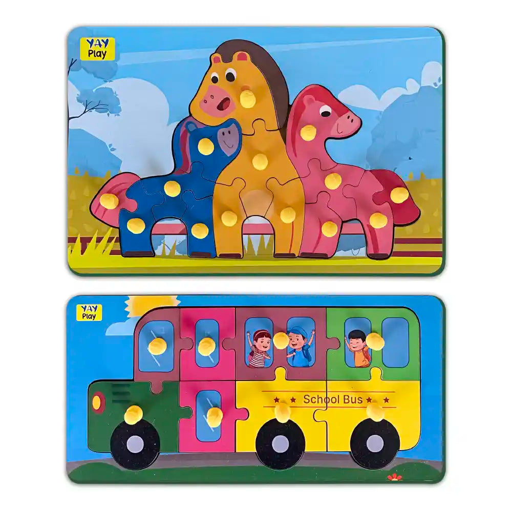 Colorful Learning Educational Puzzle Board for Kids with Knobs – Mini ...