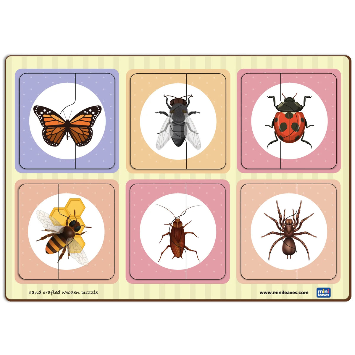Insects 2 Piece Wooden Puzzle 2+ Years – Mini Leaves