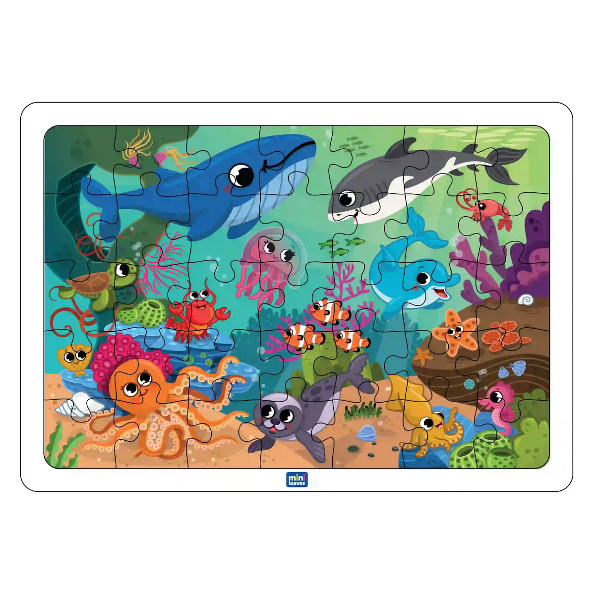 Ocean Wonder Wooden Puzzles for 3+ kids | 24 Pieces – Mini Leaves