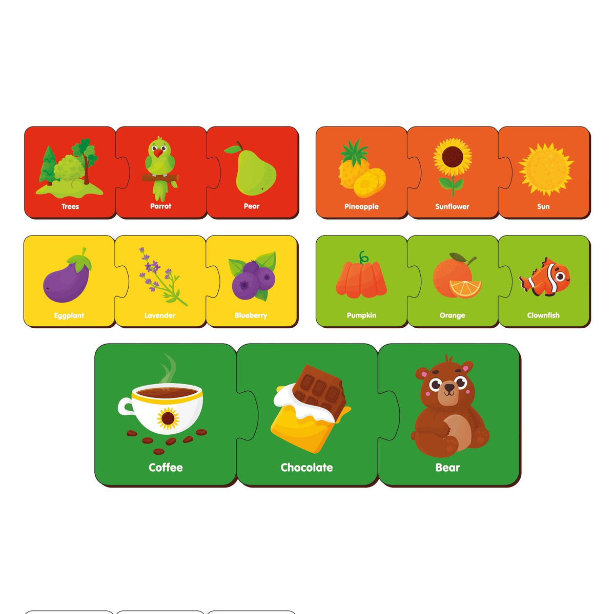 Colors matching 3 pieces puzzle Series 2+ Years – Mini Leaves