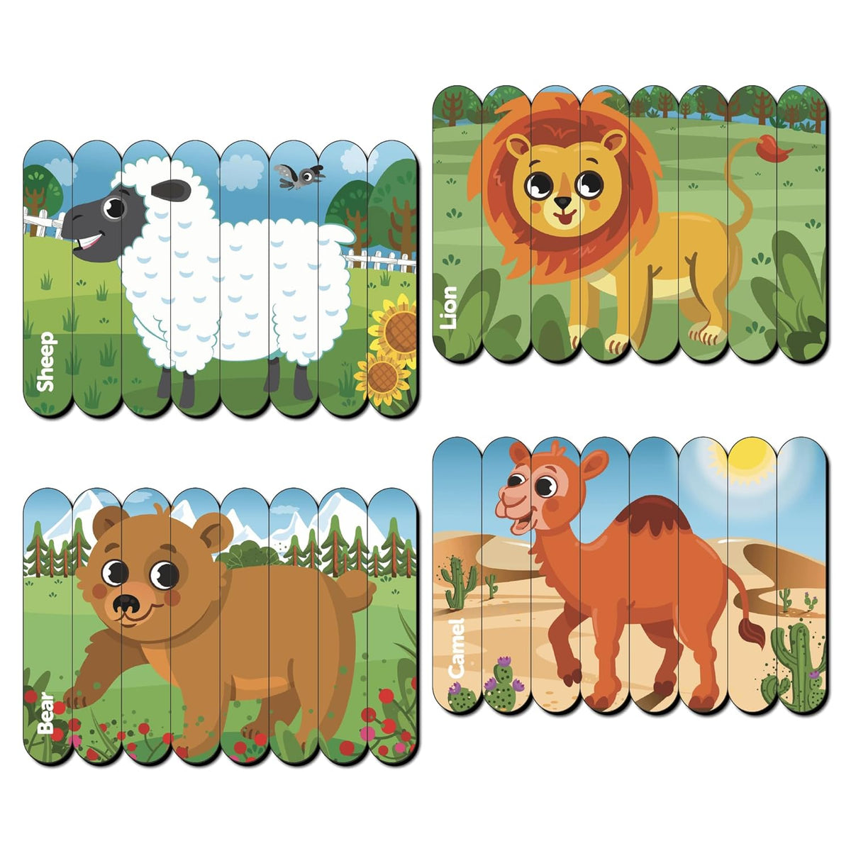 Animal Theme Stick Puzzle Strip for 3+ Years – Mini Leaves