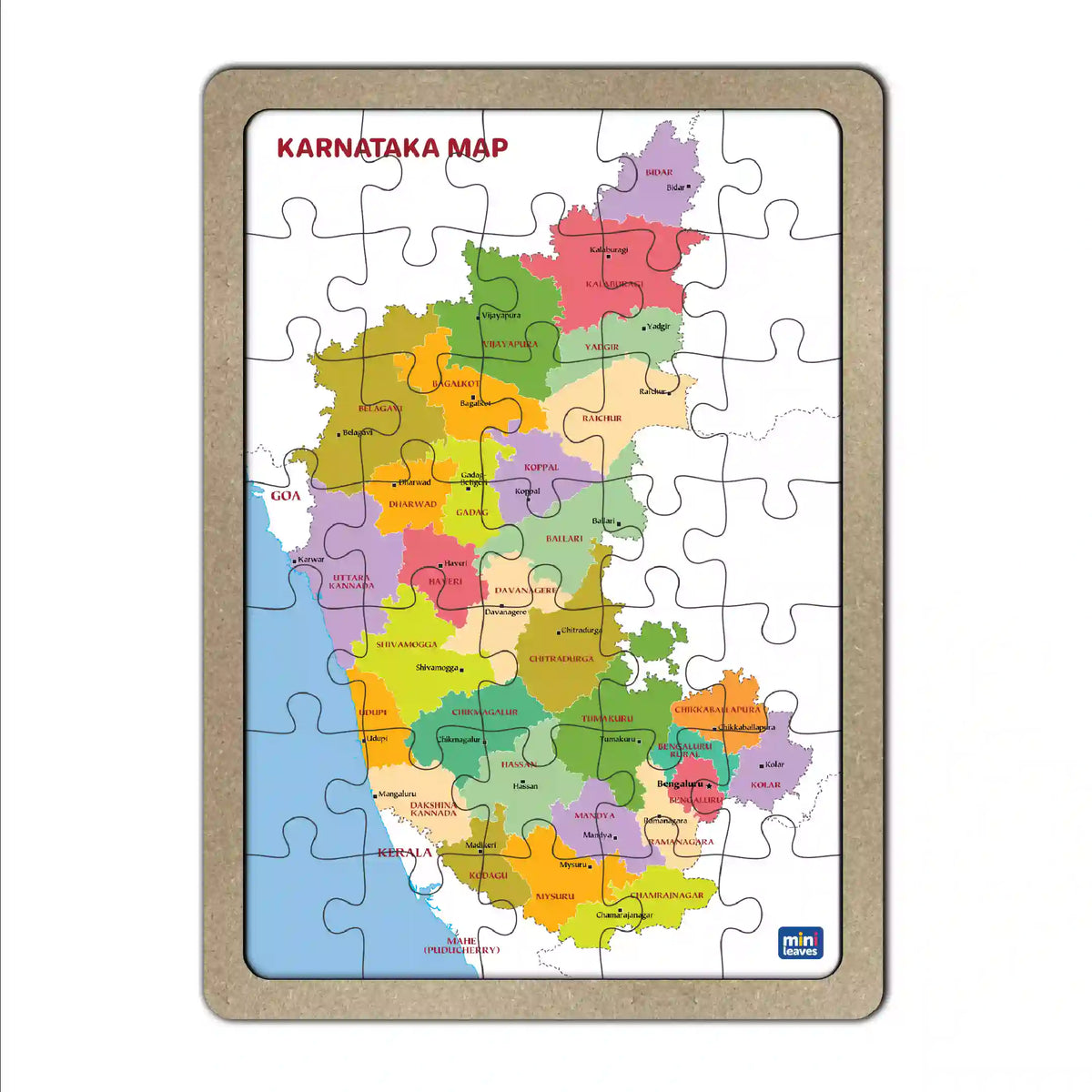 Karnataka Map Puzzle 40 Pieces 3+ Years – Mini Leaves