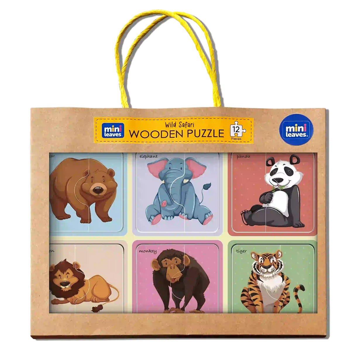Safari Animal Friends 2 Piece Wooden Puzzles (2-3 Years) – Mini Leaves