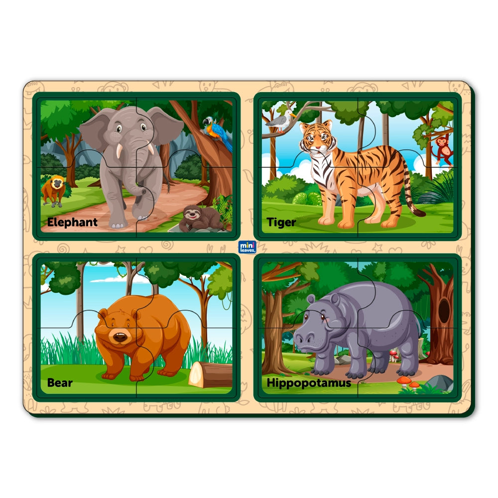 Animals Jumbo 4 Piece Wooden Matching Puzzle 2+ Years – Mini Leaves