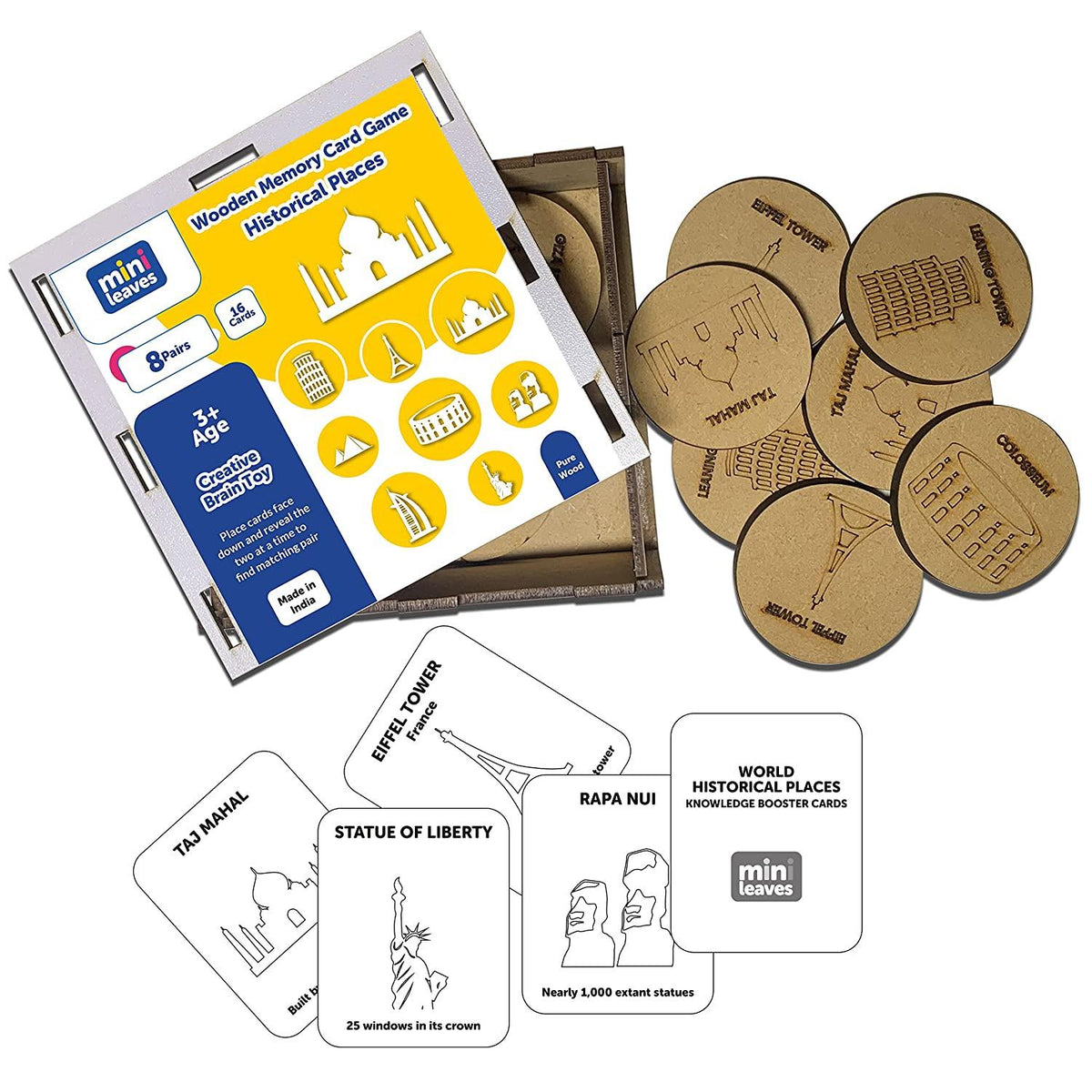 8 Wonders of The World Memory Card Game 2+ Years – Mini Leaves